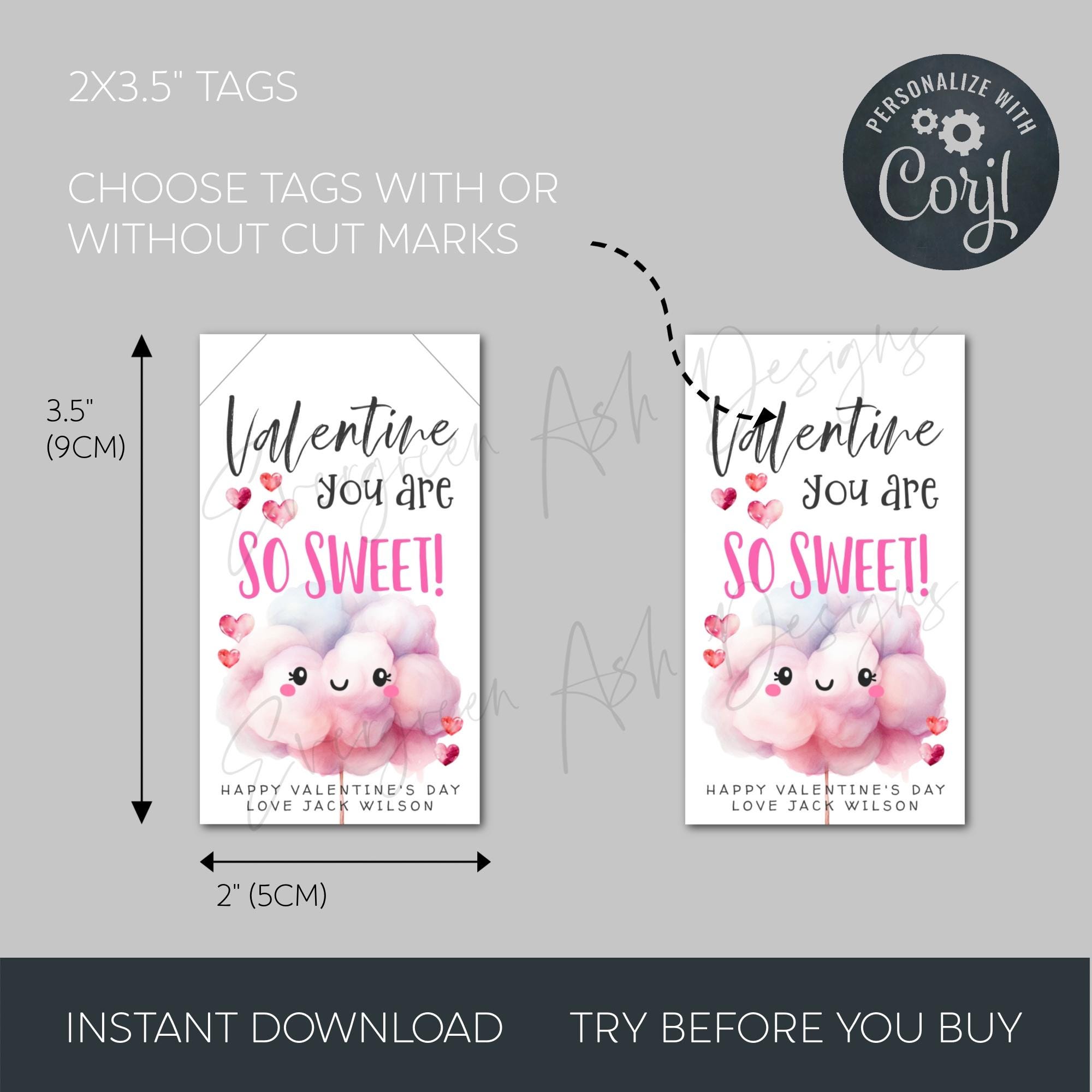 Cotton Candy Valentine's Day Gift Tag Template, Printable You Are so ...
