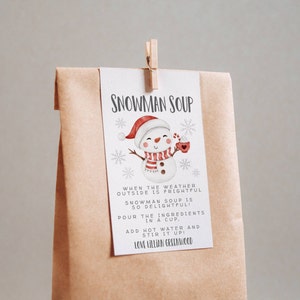 Snowman Soup Christmas Gift Tag Template, Printable Holiday Favor Tag ...
