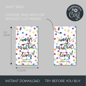 Printable Congratulations Gift Tag Template, Editable Watercolor ...