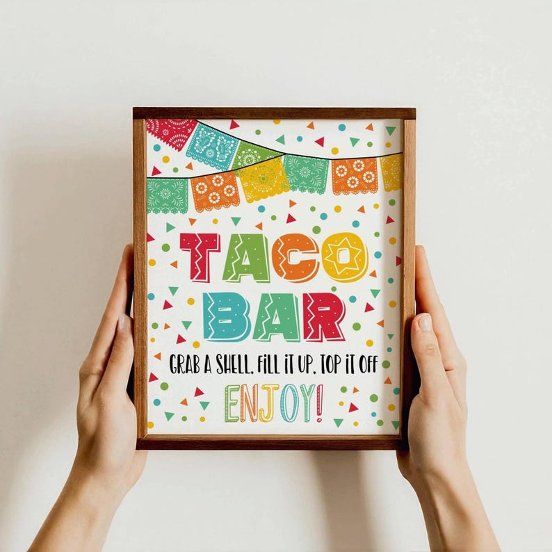 Taco Bar Sign Template, Printable Party Taco Table Sign, Editable ...