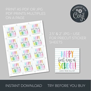 Happy First Day of School Gift Tag Template, Printable Back to School ...