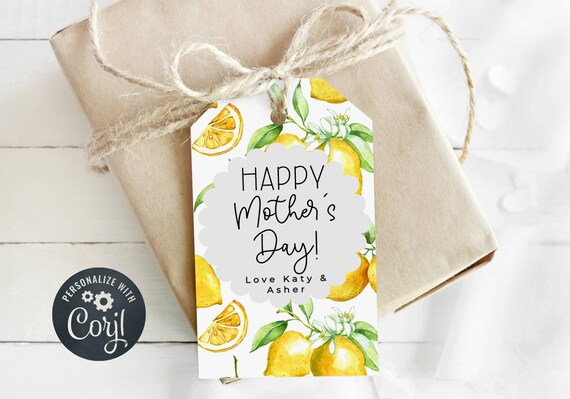 Lemons Mother's Day Gift Tag Template Printable Mothers - Etsy