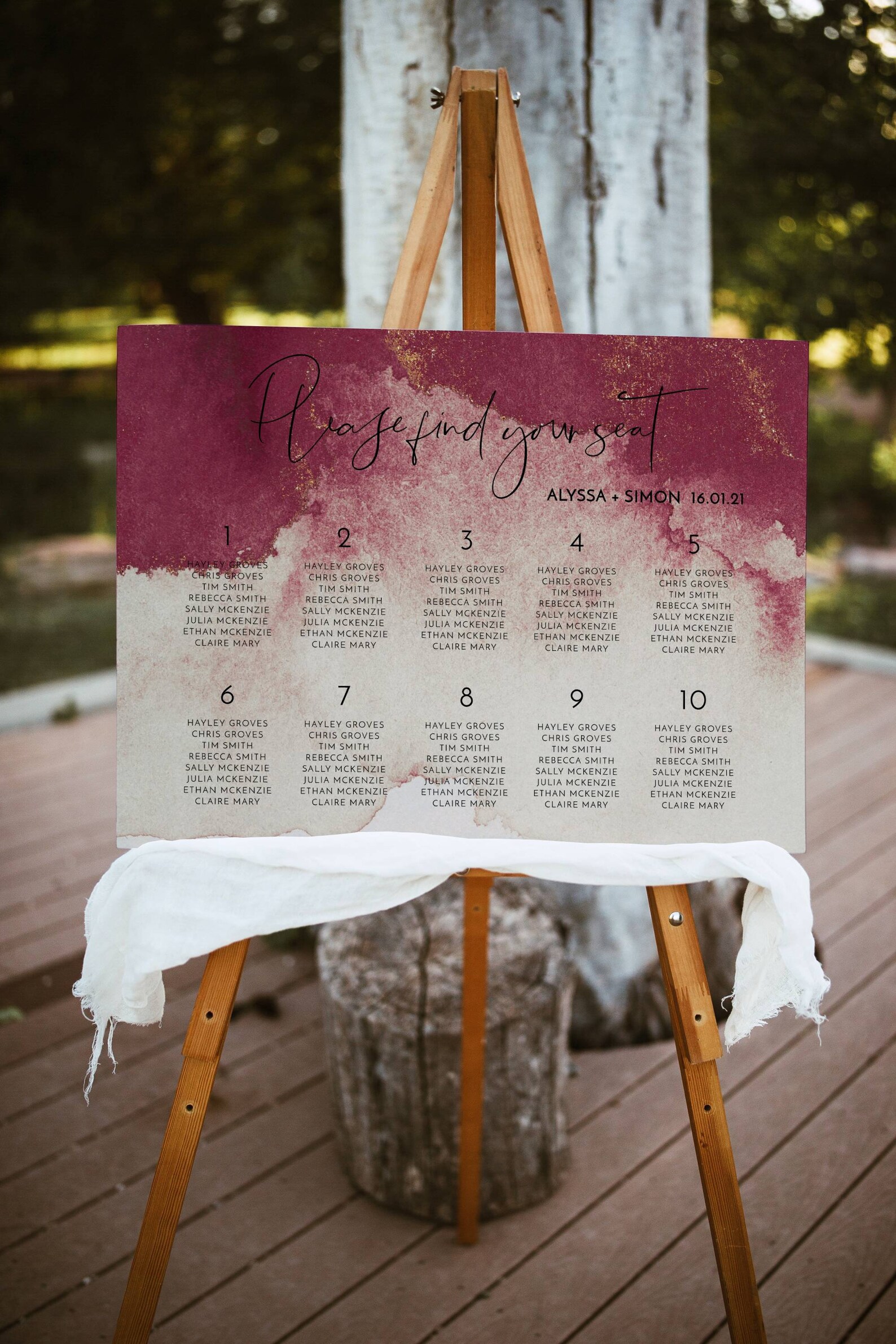Maroon & Champagne Wedding Seating Chart Template Printable - Etsy
