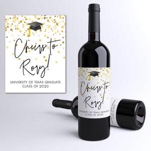 Graduation Wine Bottle Label Template, Printable Modern Congratulations ...