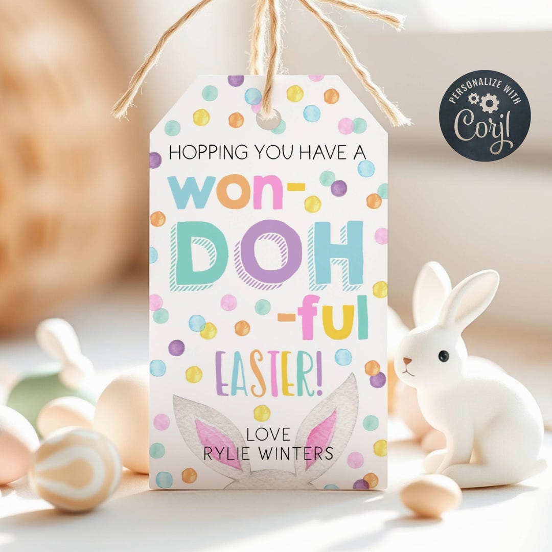 Easter Play Dough Gift Tag Template, Printable Woh-doh-ful Favor Tag ...