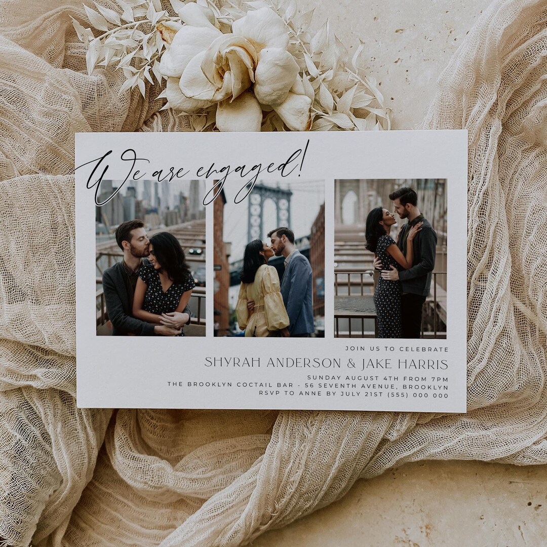Photo Engagement Party Invitation Template, Printable Modern Minimalist ...