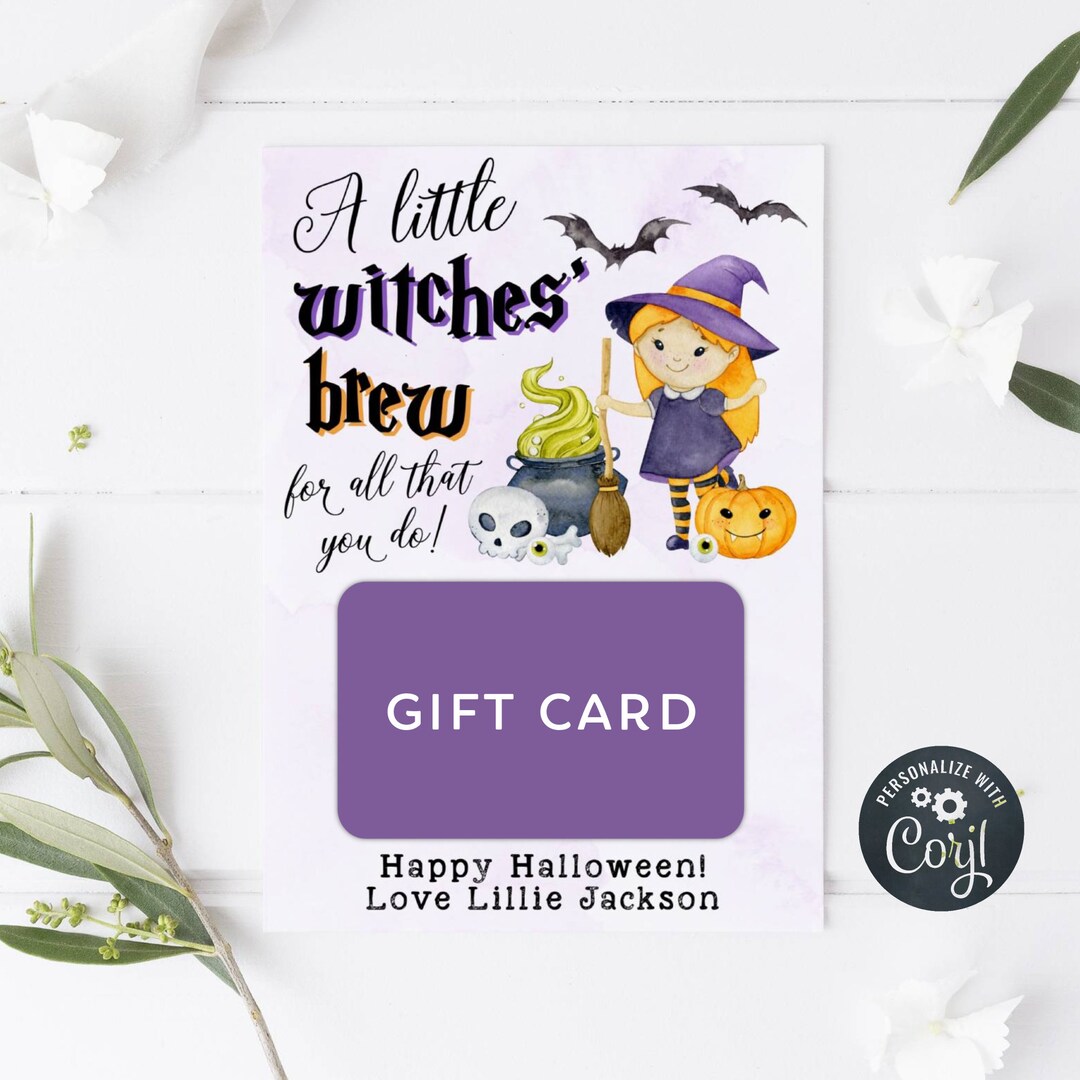 Halloween Coffee Gift Card Holder Template, Printable A Little Witches ...