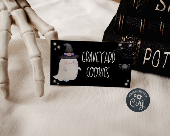 Halloween Ghost Food Label Template Printable Buffet Tent - Etsy