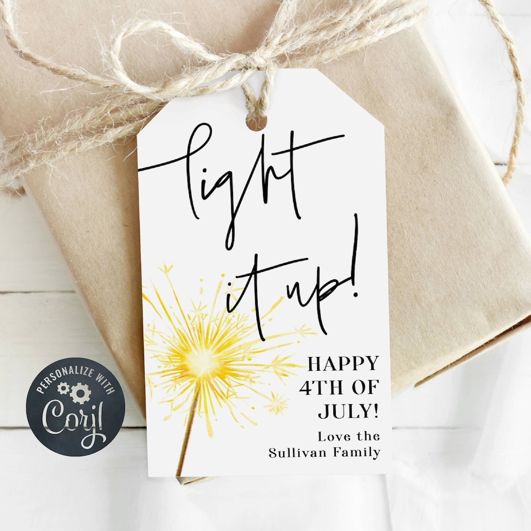 4th of July Sparkler Favor Tag Template, Printable Light It up July ...