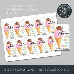 Ice Cream Valentine's Day Gift Tag Template, Printable You Melt My ...