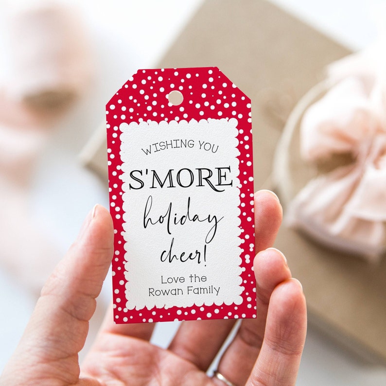 S'mores Christmas Gift Tag Template, Printable Holiday Favor Tag ...