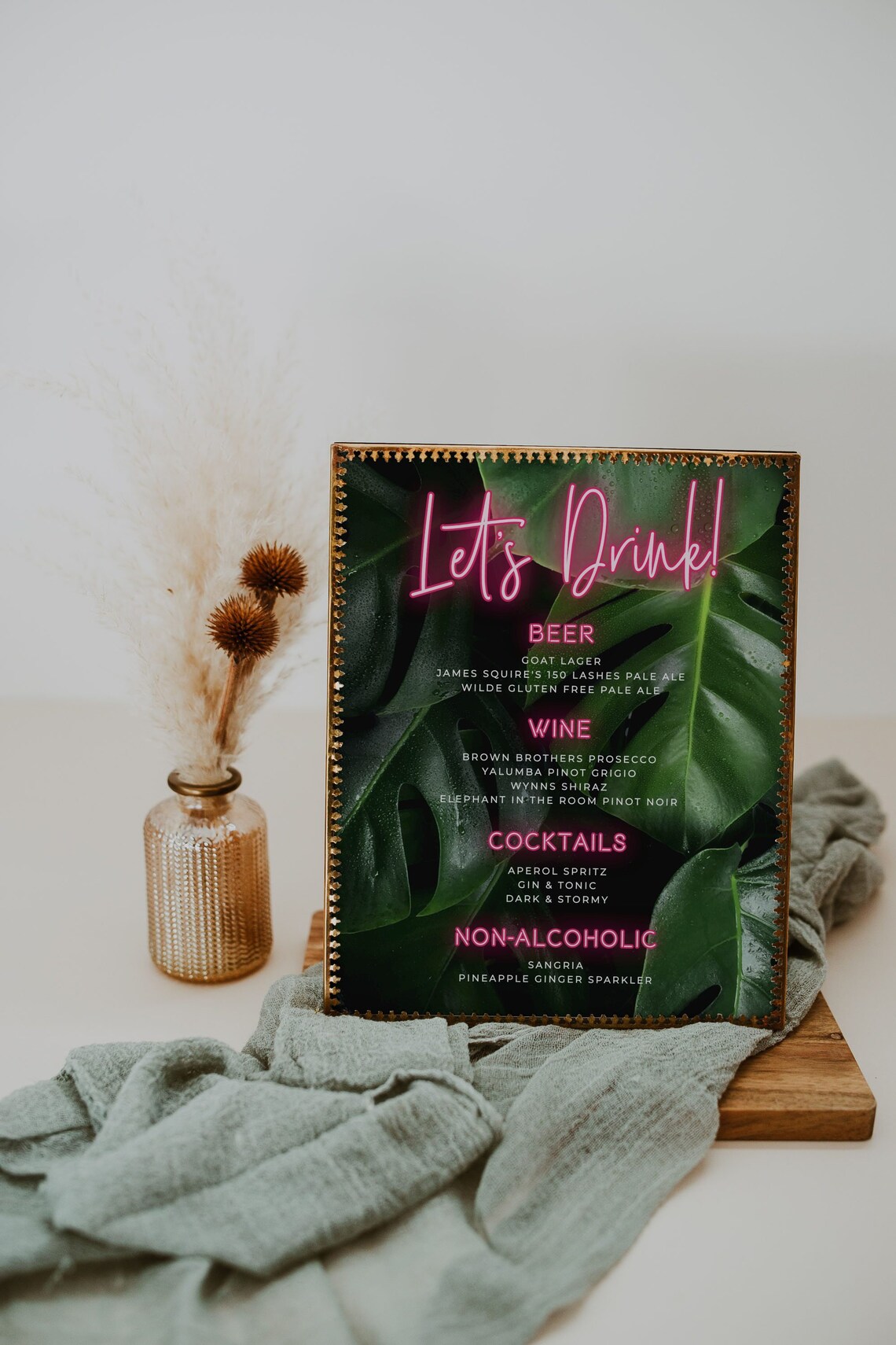 Neon Tropical Bar Menu Template Printable Beach Destination - Etsy