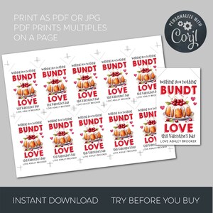 Wishing You Nothing Bundt Love Valentine's Day Gift Tag Template ...