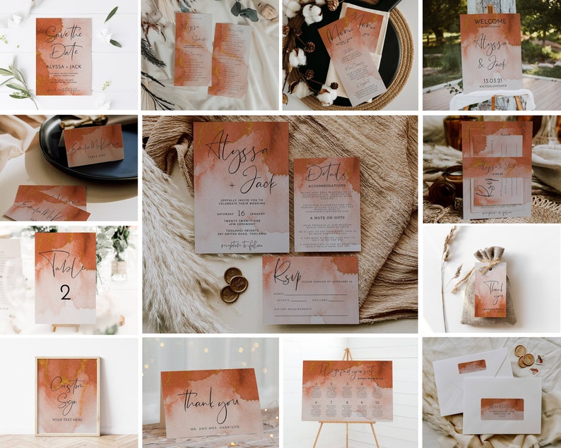 Large Wedding Bundle Rust & Gold Wedding Invitation Bundle | Etsy