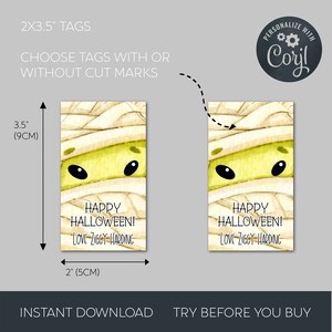Halloween Mummy Favor Tag Template, Printable Bandage Face Gift Tags ...