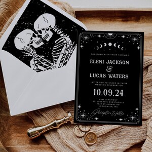 Skeleton Lovers Envelope Liner Template, Printable Halloween Gothic ...
