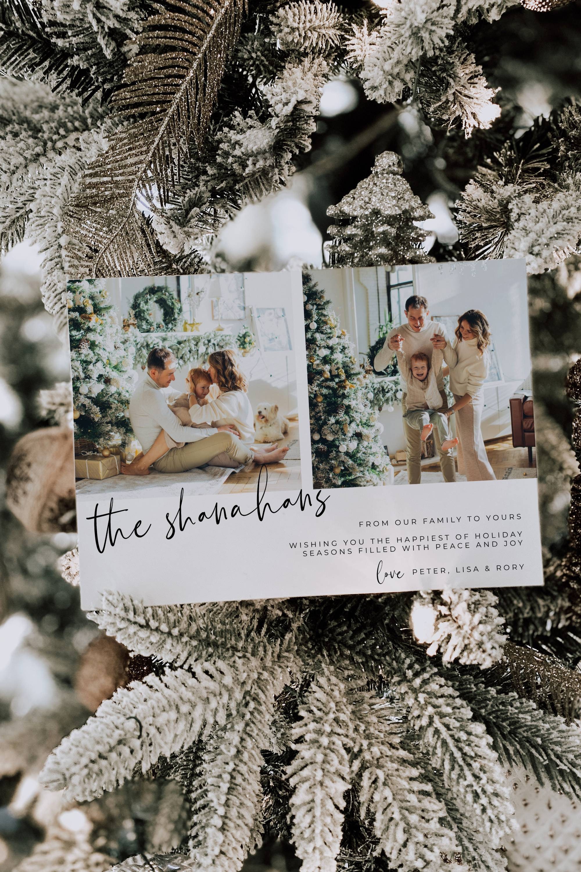 Modern Photo Holiday Card Template Printable Minimalist | Etsy