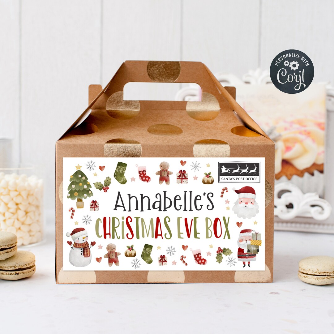 Editable Christmas Eve Gable Box Label Template, Printable Christmas ...