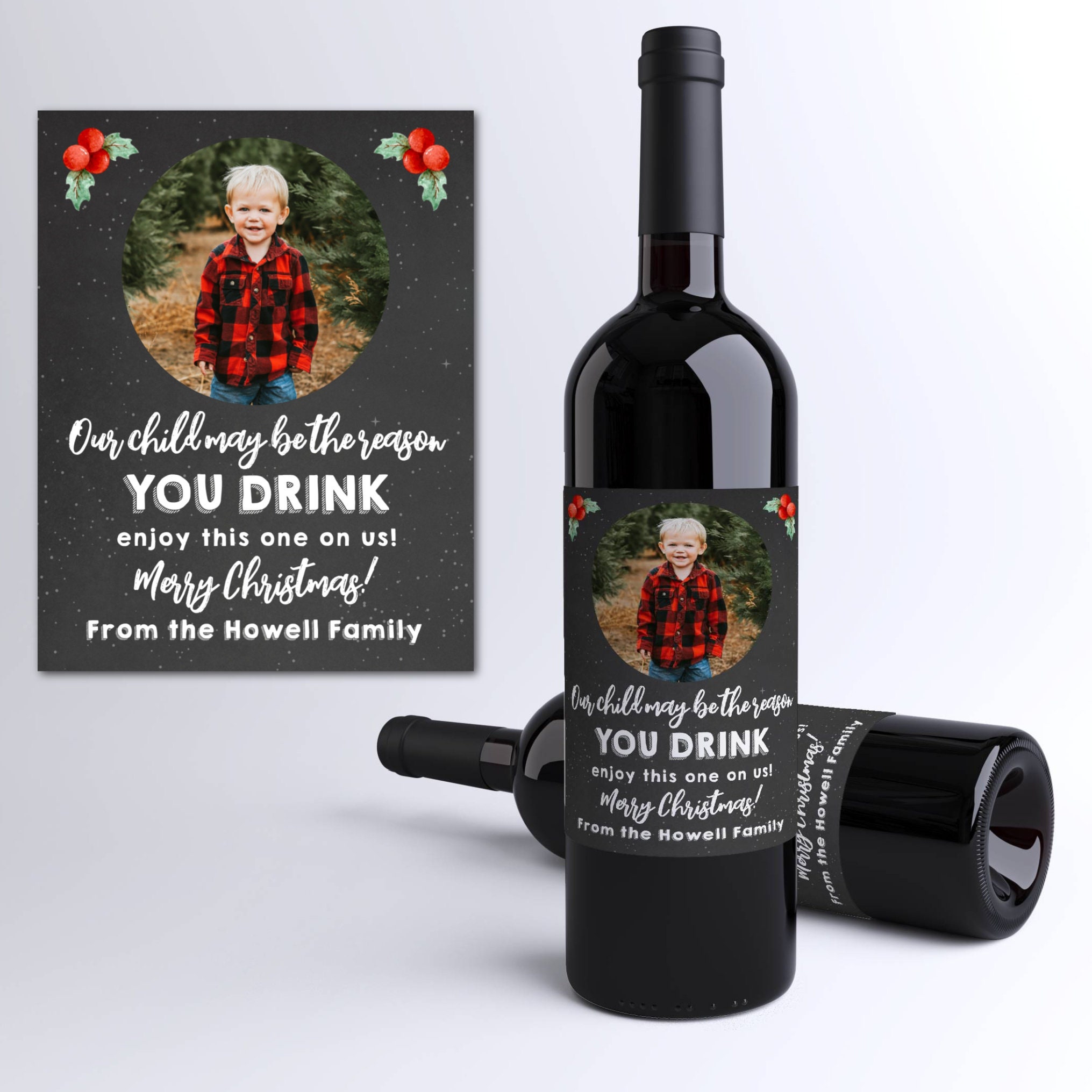 Editable Christmas Gift for Teacher, Printable Wine Bottle Label ...