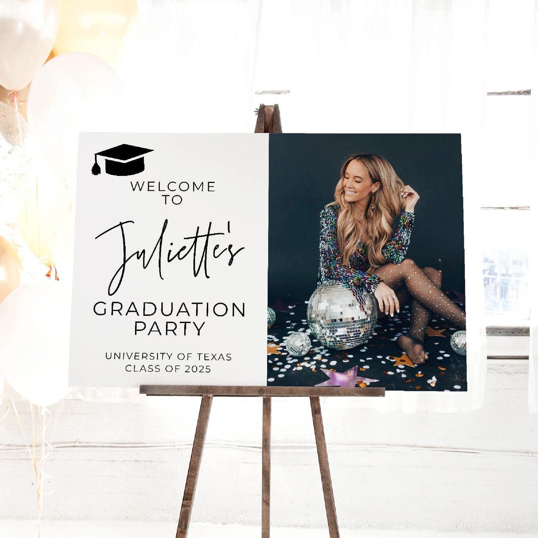Photo Graduation Welcome Sign Template, Printable Minimalist Graduate ...
