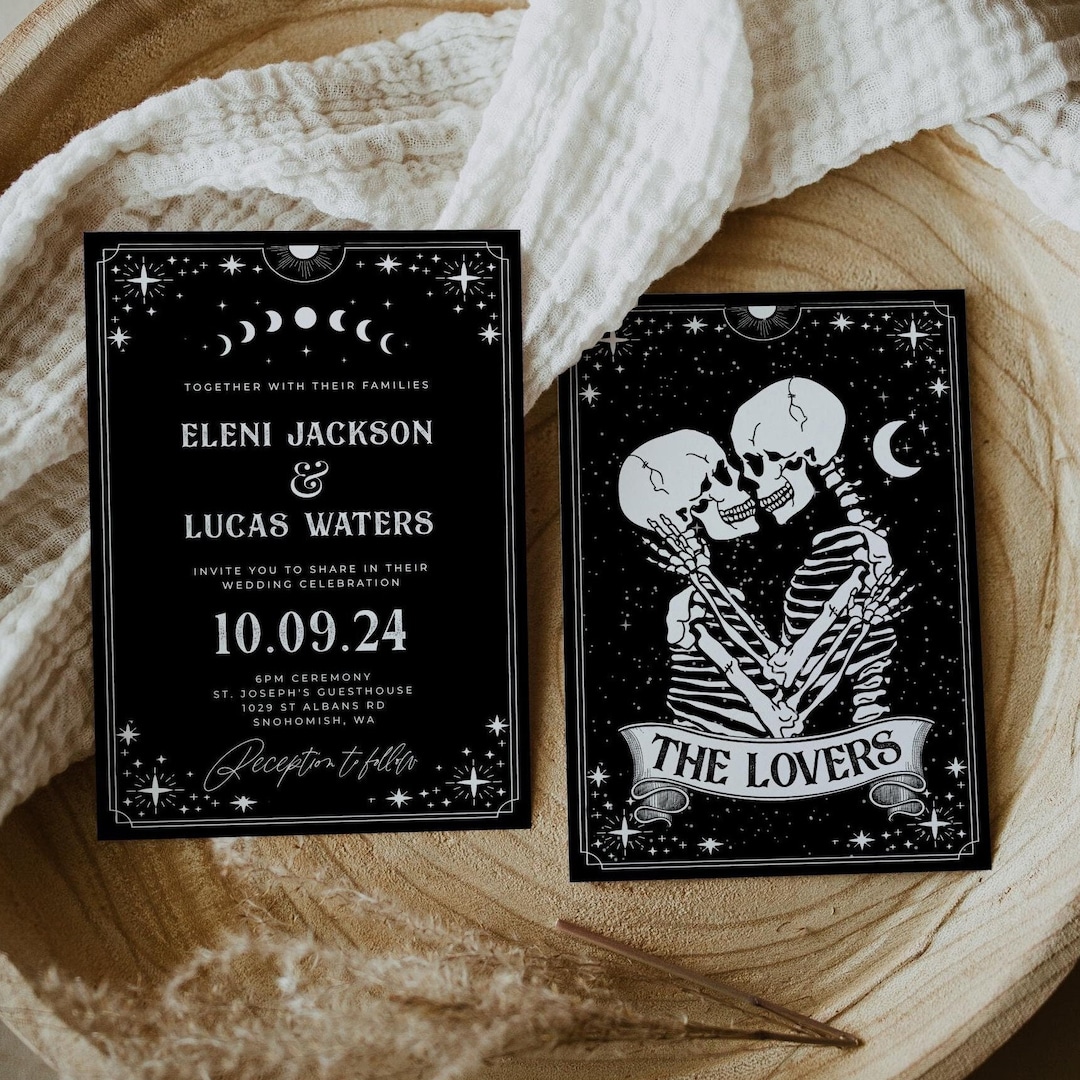 Tarot Card Wedding Invitation Template, Printable Gothic Halloween ...