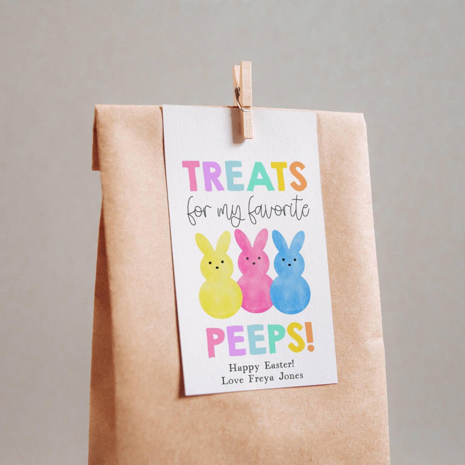Treats for My Favorite Peeps Gift Tag Template, Printable Bunny Candy ...