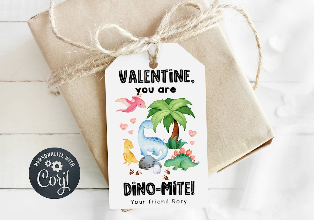 Dinosaur Valentine Gift Tag Template Printable You Are - Etsy