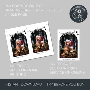 Pet Photo Holiday Card Template, Printable Dog Family Christmas Card ...
