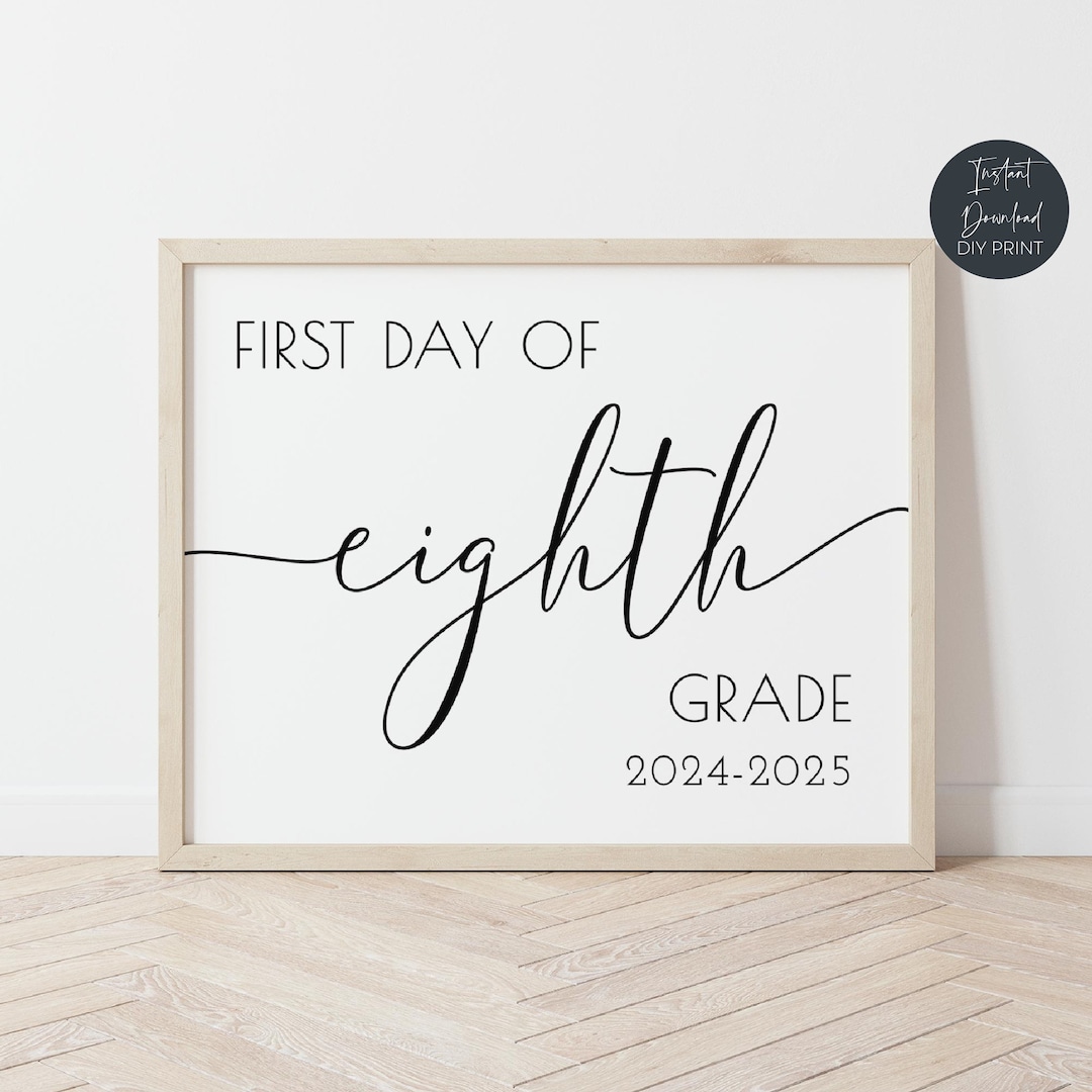 First Day of Eighth Grade Sign 2024-2025, Printable 8th Grade Class ...