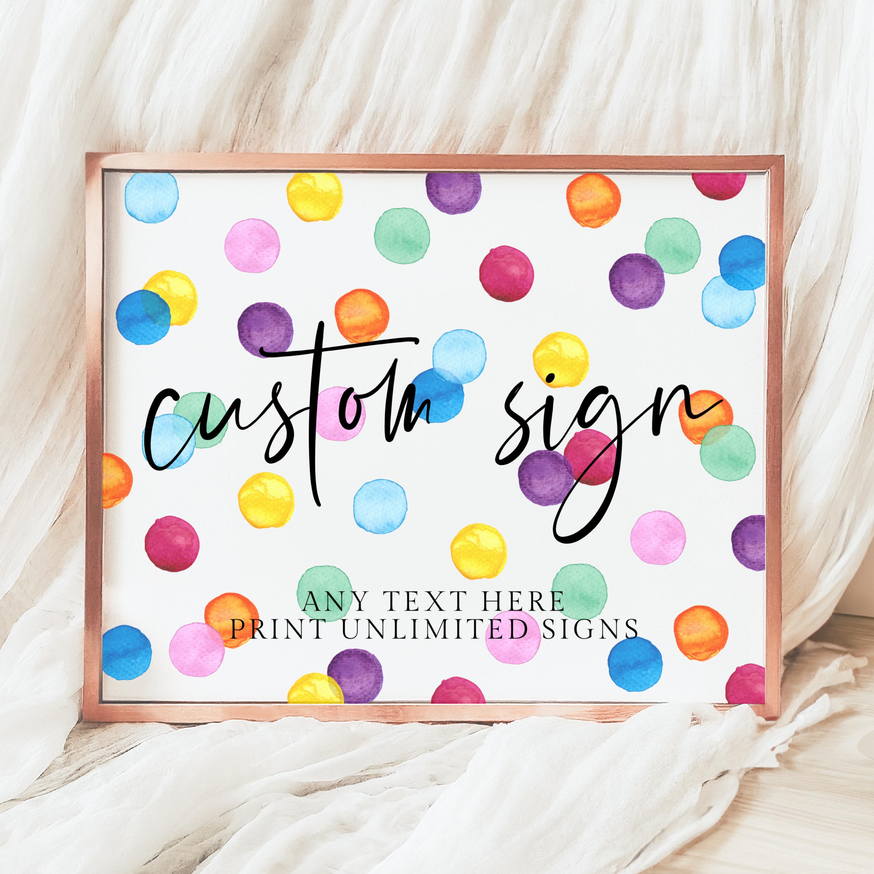 Editable Rainbow Spots Birthday Custom Sign Template, Printable Polka ...