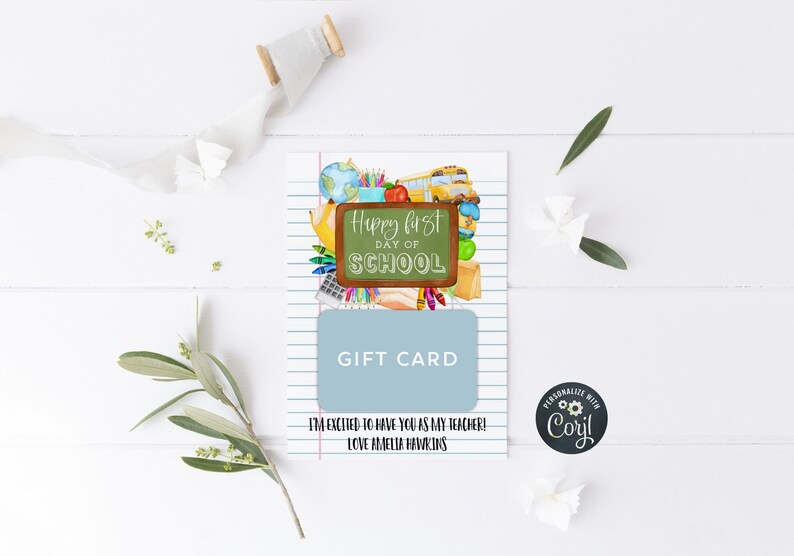 First Day of School Teacher Gift Card Holder Template - Etsy