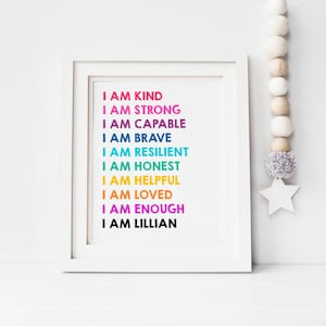 Editable Affirmations Wall Art Template, Printable Kids Custom ...