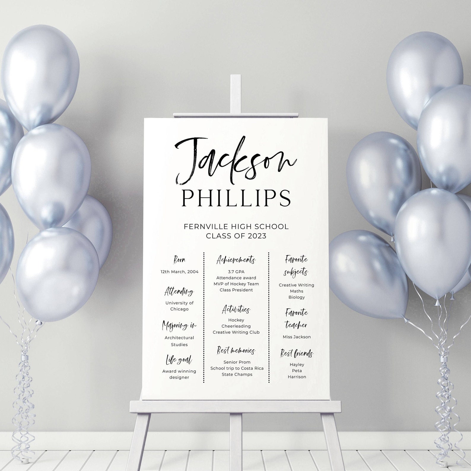 Modern Graduation Milestone Poster Template, Printable Class of 2026 ...