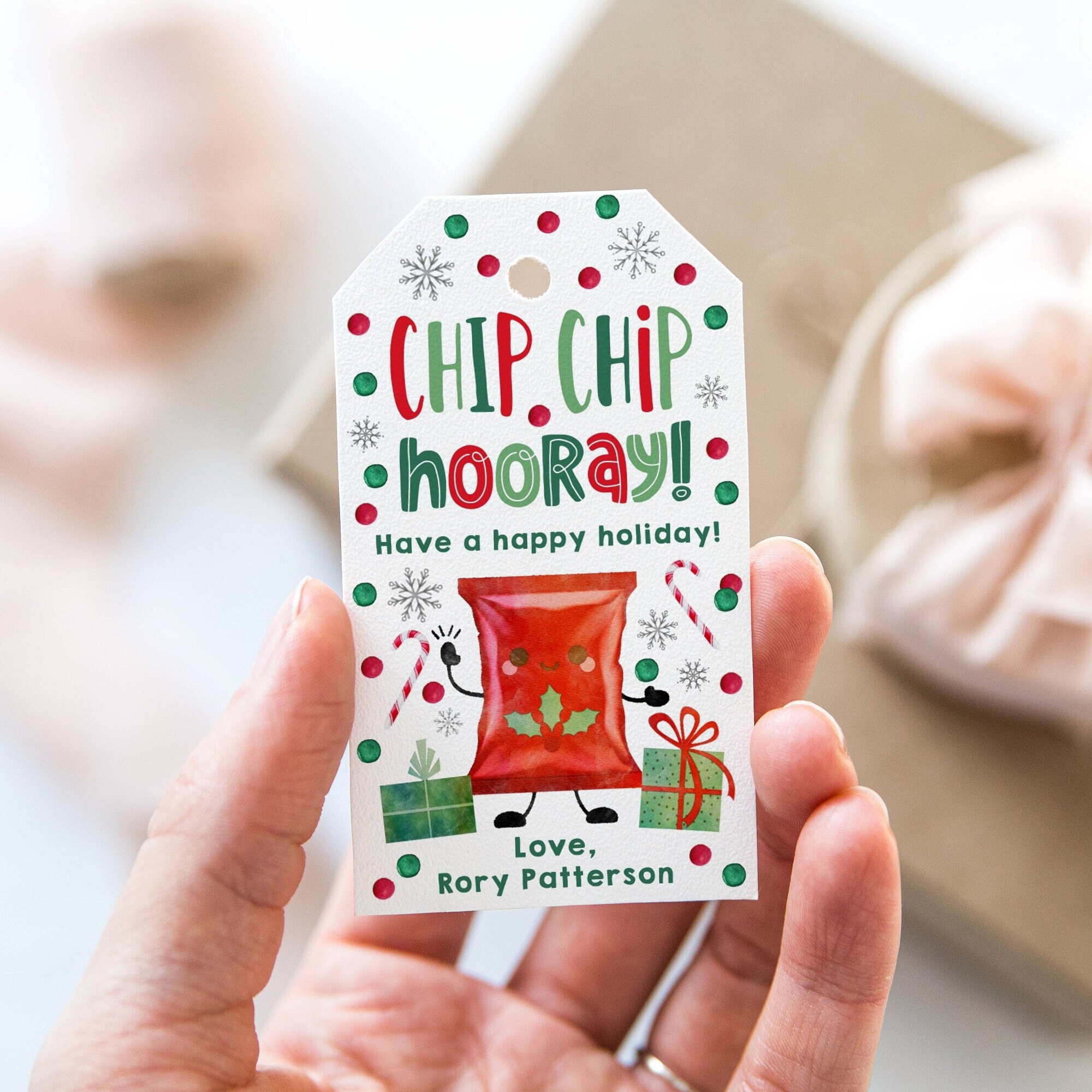 Christmas Chips Gift Tag Template, Printable Chip Chip Hooray Cute ...