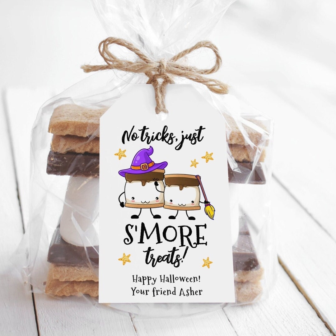 Halloween S'mores Gift Tag Template Printable No Tricks - Etsy