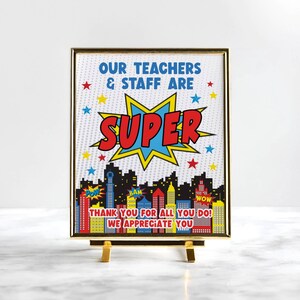 Superhero Teacher Appreciation Poster Template, Printable Our Teachers ...