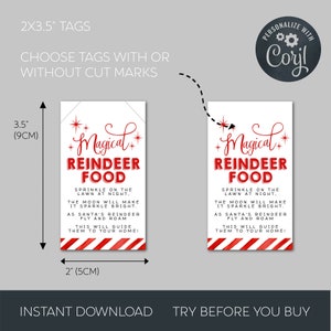 Printable Magical Reindeer Food Tag Template, Editable Christmas Eve ...
