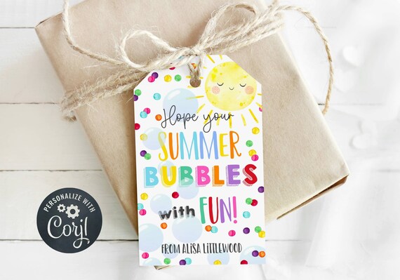 Hope Your Summer Bubbles With Fun Gift Tag Template Printable | Etsy