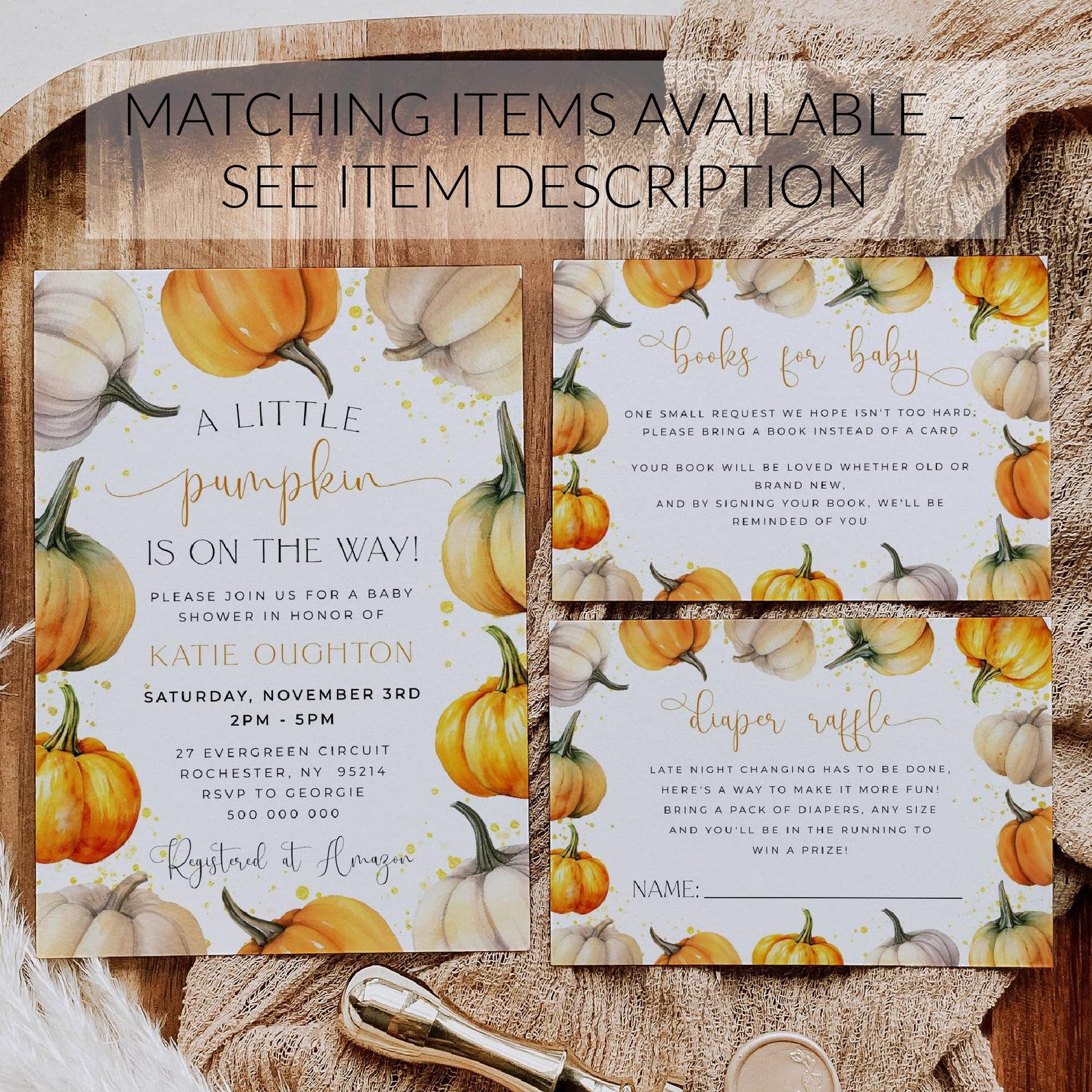 Little Pumpkin Baby Shower Predictions & Advice Cards, Printable Fall ...