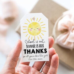 Summer Teacher Appreciation Gift Tag Template, Editable Sunshine Thank ...