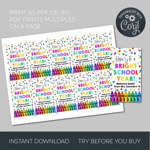 Here's to A Bright School Year Gift Tag Template, Printable Back to ...