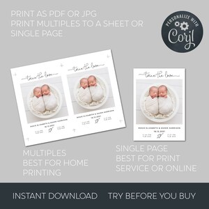 Twin Babies Birth Announcement Template, Printable Newborn Cards With ...