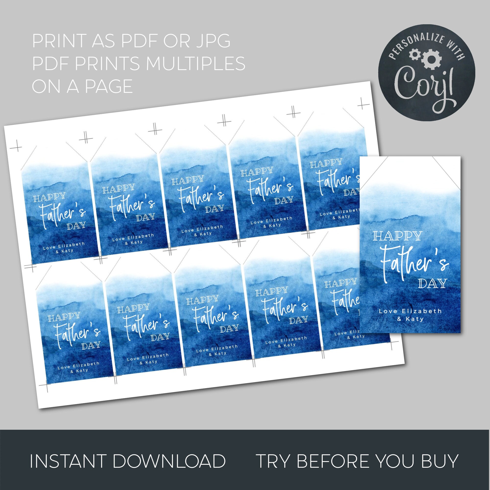 Father's Day Gift Tag Template Printable Fathers Day | Etsy Canada