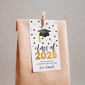 Graduation Class of 2025 Gift Tag Template, Printable Grad Party Favor ...