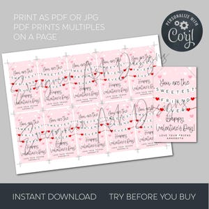 Sweetest Friend Ever Valentine Gift Tag Template, Printable Friendship ...