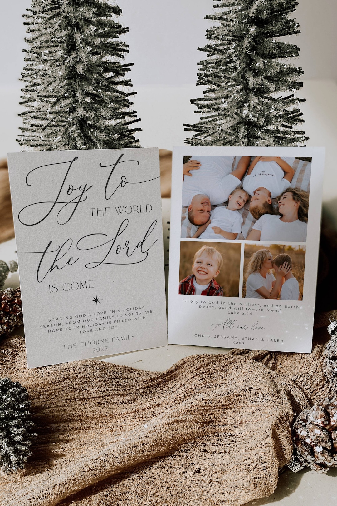 Religious Christian Holiday Card Template, Printable Joy to the World ...