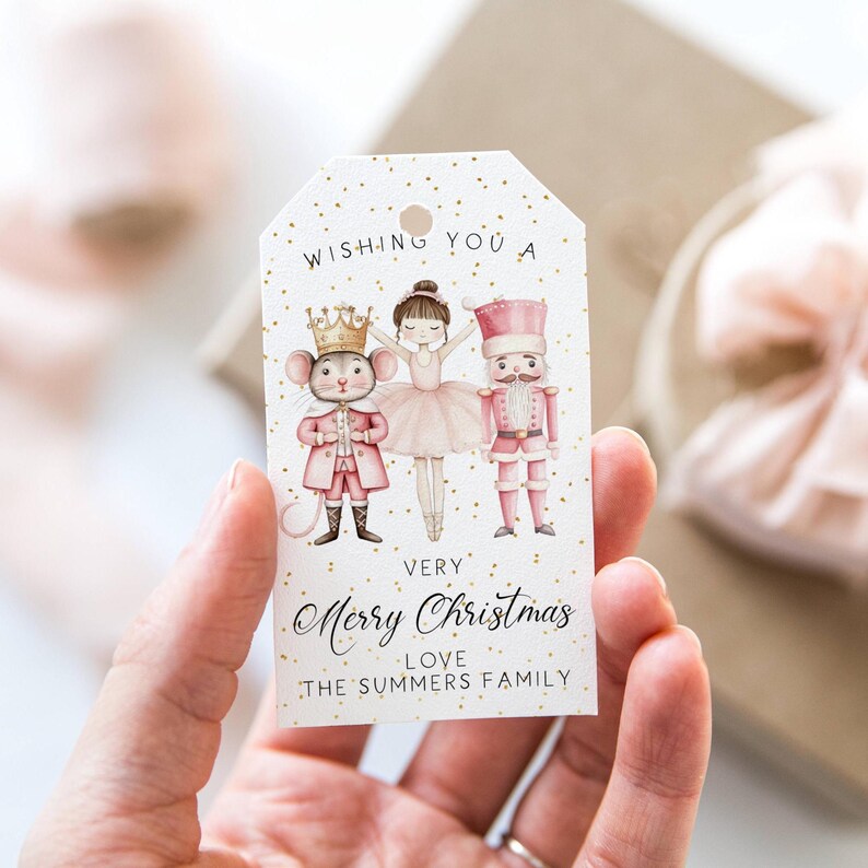 Nutcracker Christmas Gift Tag Template, Printable Holiday Ballet Favor ...