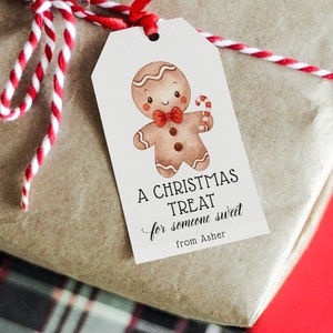 Gingerbread Man Christmas Gift Tag Template, Printable Cute Holiday ...