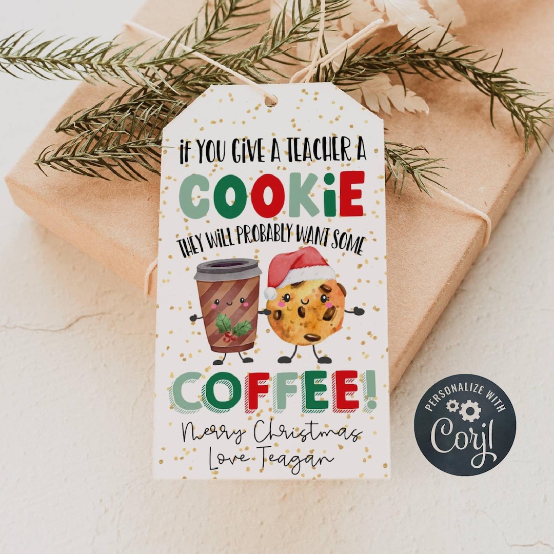 Christmas Teacher Cookie Gift Tag Template, Printable Teacher ...