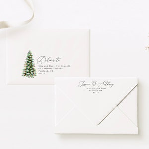 Watercolor Christmas Tree Envelope Template, Printable Holiday Envelope ...